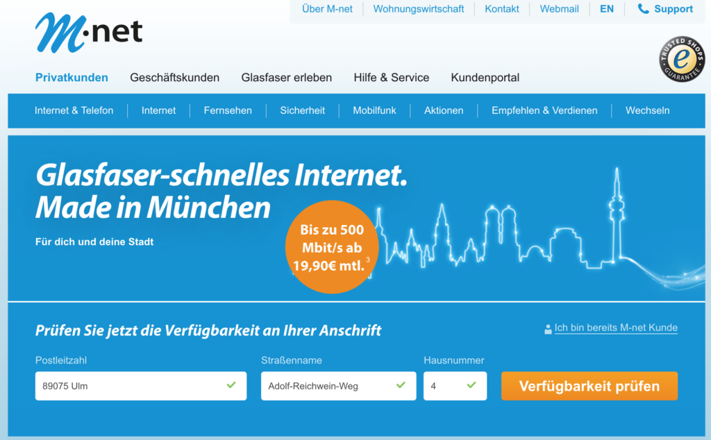 M-net Internet im Test: Das regionale Internet aus München